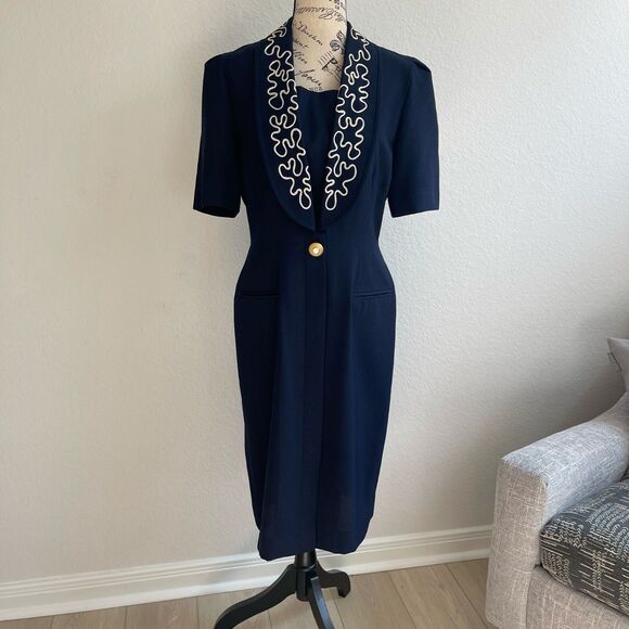 Leslie Fay | Dresses | Vtg Leslie Fay Dress Midi 8s Button Up Sm Formal ...